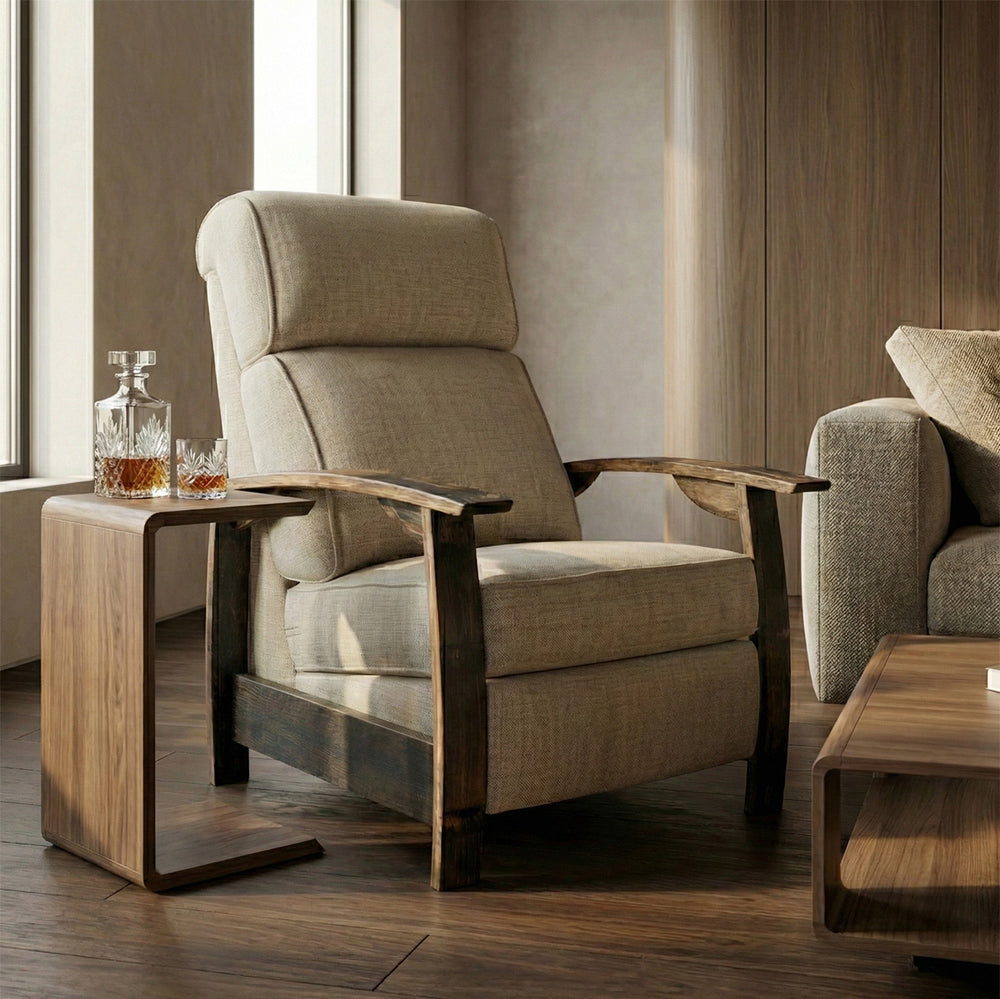 Whiskey Barrel Recliner - Gray Plush Fabric